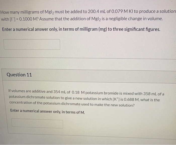 Solved How many milligrams of Mgl2 must be added to 200.4 mL | Chegg.com