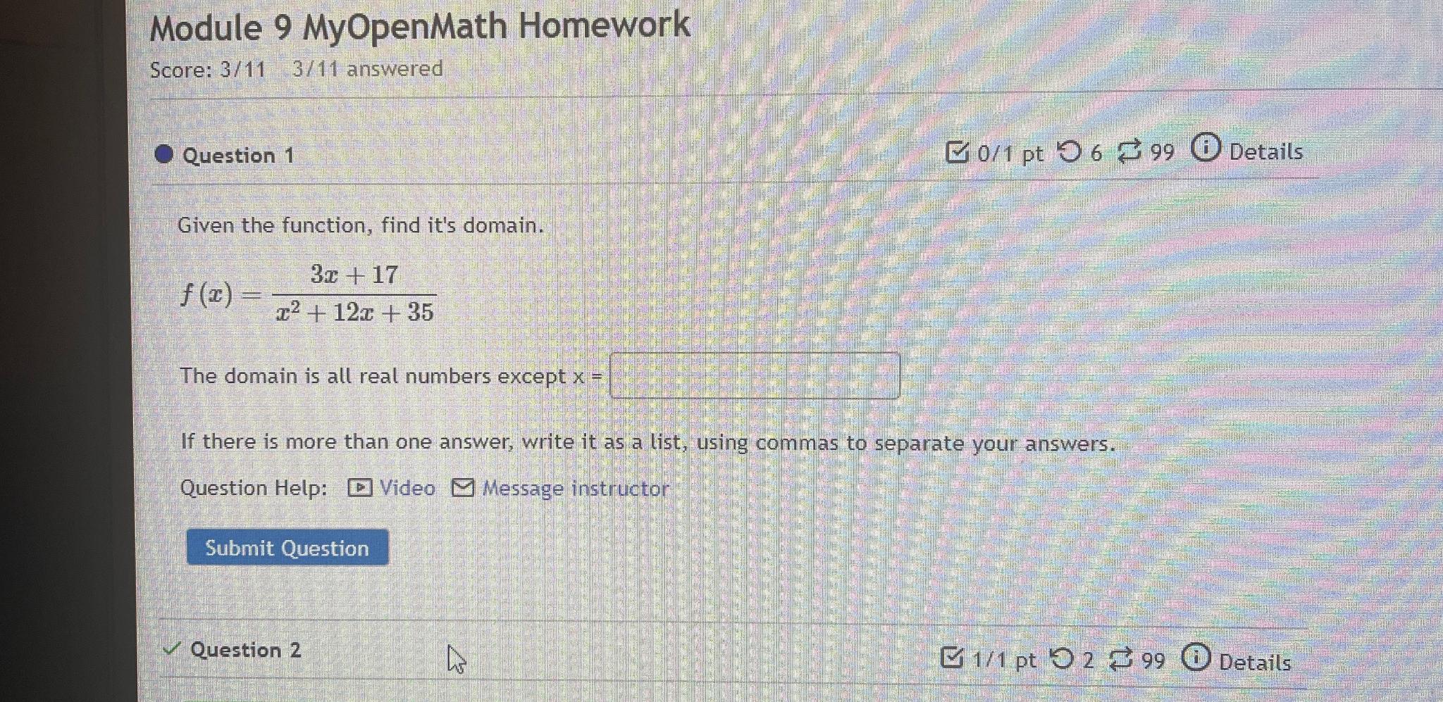 Solved Module 9 ﻿MyOpenMath HomeworkScore: 311,311 | Chegg.com