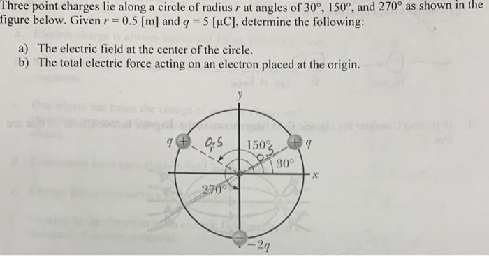 Solved Three point charges lie along a circle of radius r at | Chegg.com