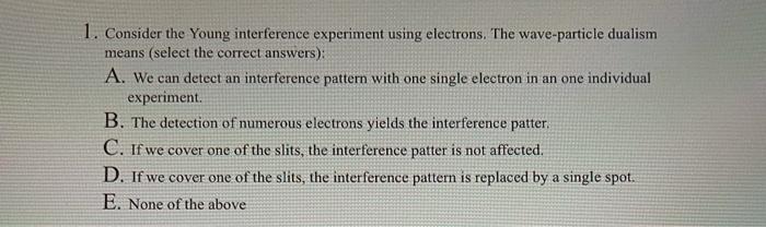 Solved 1. Consider the Young interference experiment using | Chegg.com