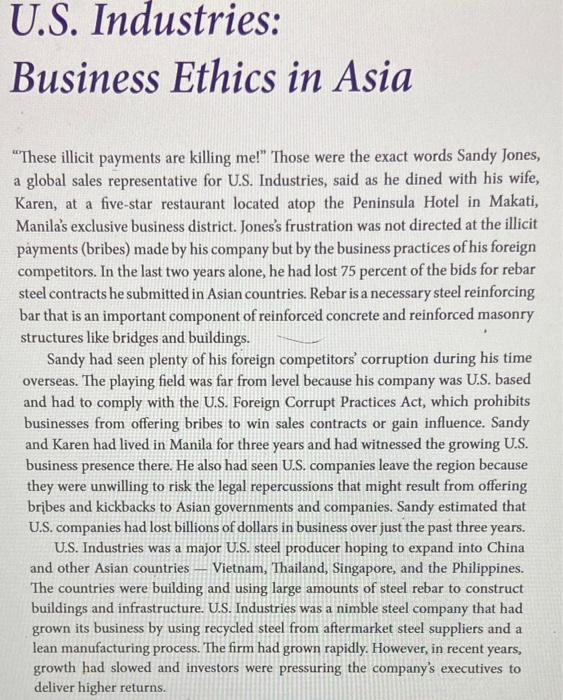 Solved U.S. Industries: Business Ethics in Asia "These | Chegg.com