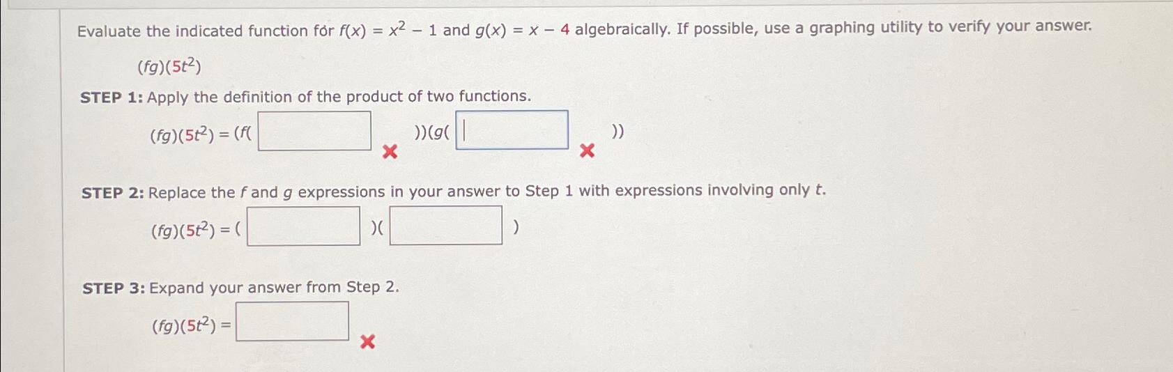 Solved Evaluate the indicated function for f(x)=x2-1 ﻿and | Chegg.com