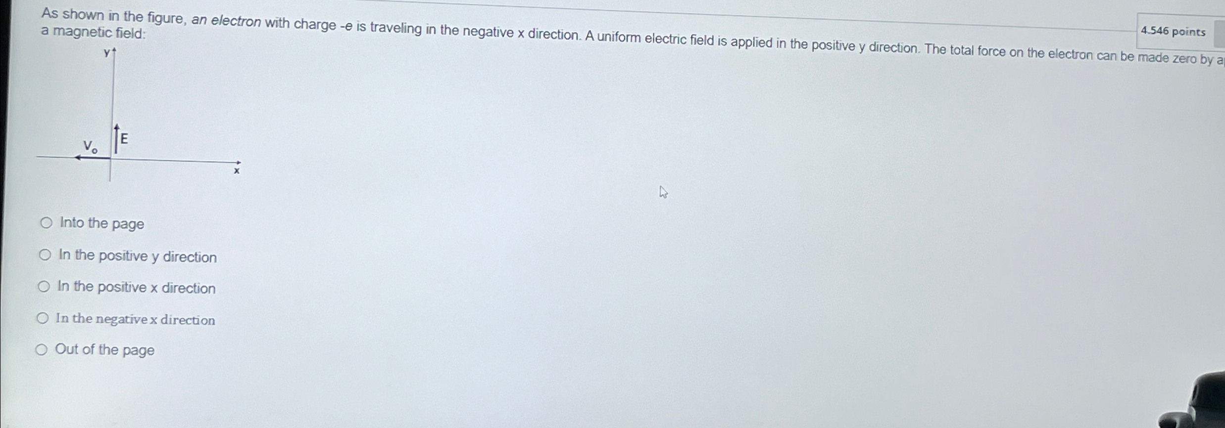 Solved a magnetic field:Into the pageIn the positive y | Chegg.com