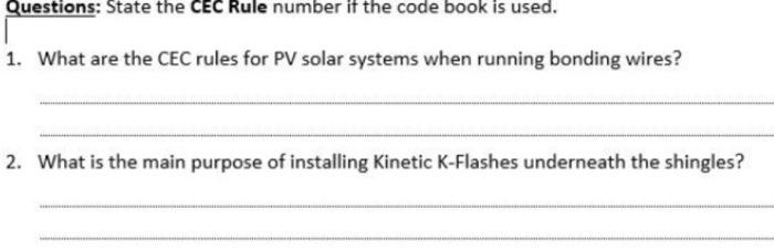 Solved Questions: State the CEC Rule number if the code book | Chegg.com