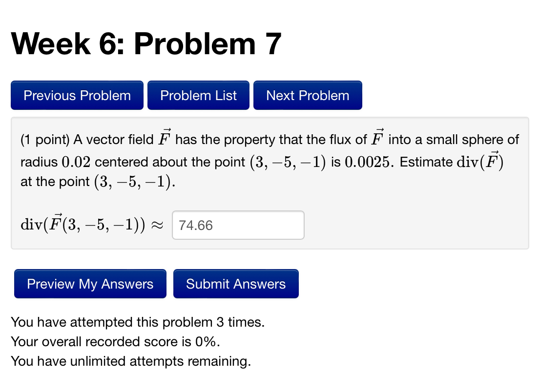Solved Week 6: Problem 7(1 ﻿point) ﻿A vector field vec(F) | Chegg.com