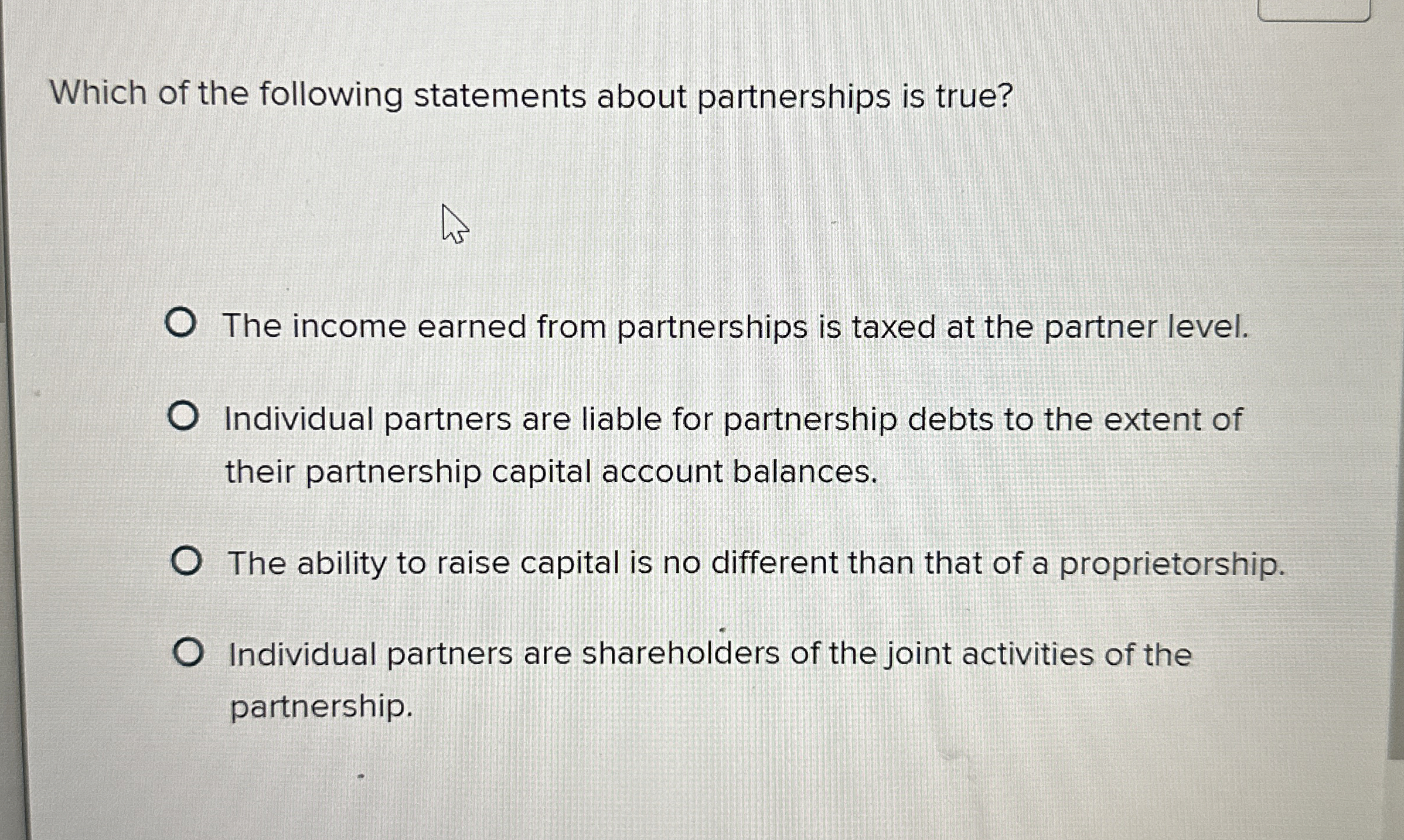 Solved Which of the following statements about partnerships | Chegg.com