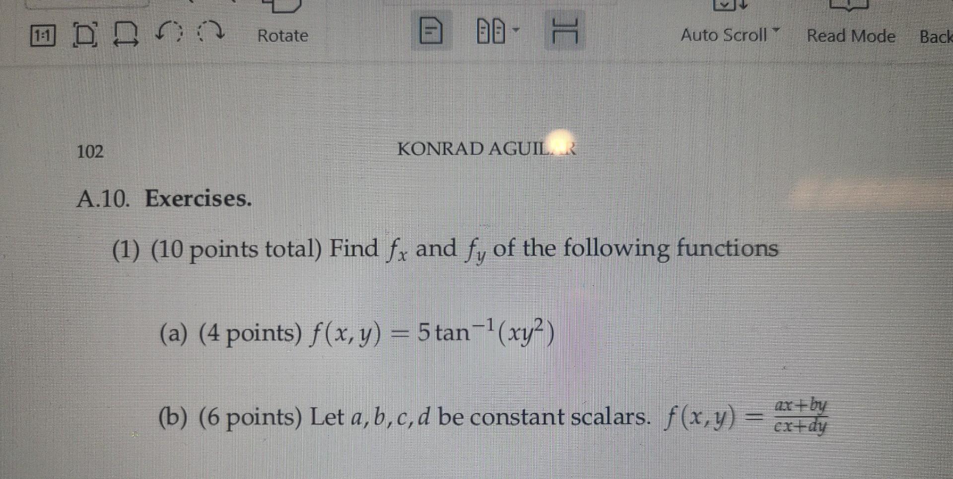 Solved 102 KONRAD AGUIL _ A.10. Exercises. (1) (10 points | Chegg.com