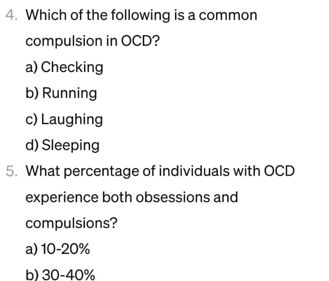 Solved Which of the following is a common compulsion in | Chegg.com
