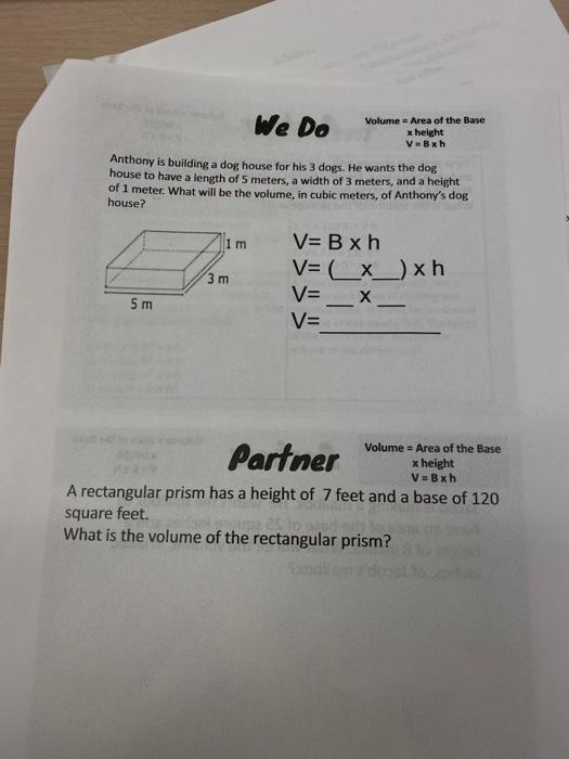 Solved Volume = Area of the Base We Do x height Về B = 6 | Chegg.com