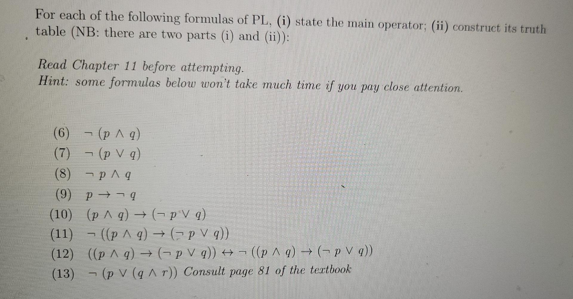Solved For each of the following formulas of PL, (i) state | Chegg.com