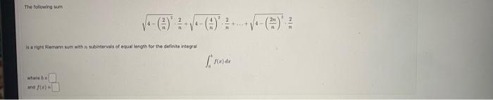 Solved The following sum 4−(n2)2⋅n2+4−(n4)2⋅n2+⋯+4−(n2n)2⋅n2 | Chegg.com