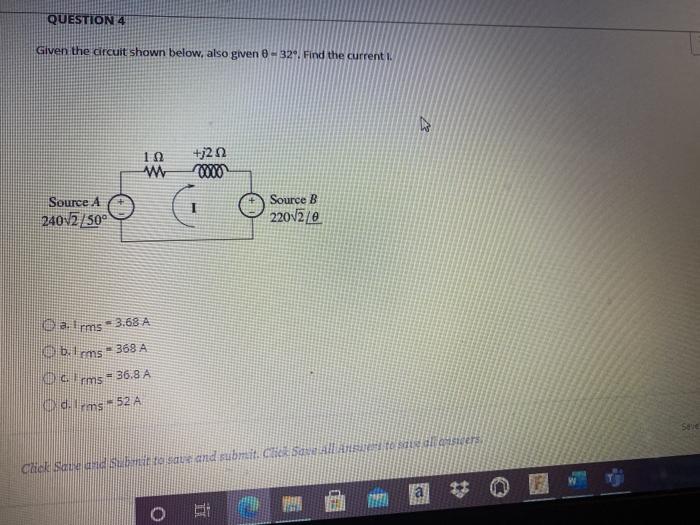 Solved QUESTION 4 Given the circuit shown below, also given | Chegg.com
