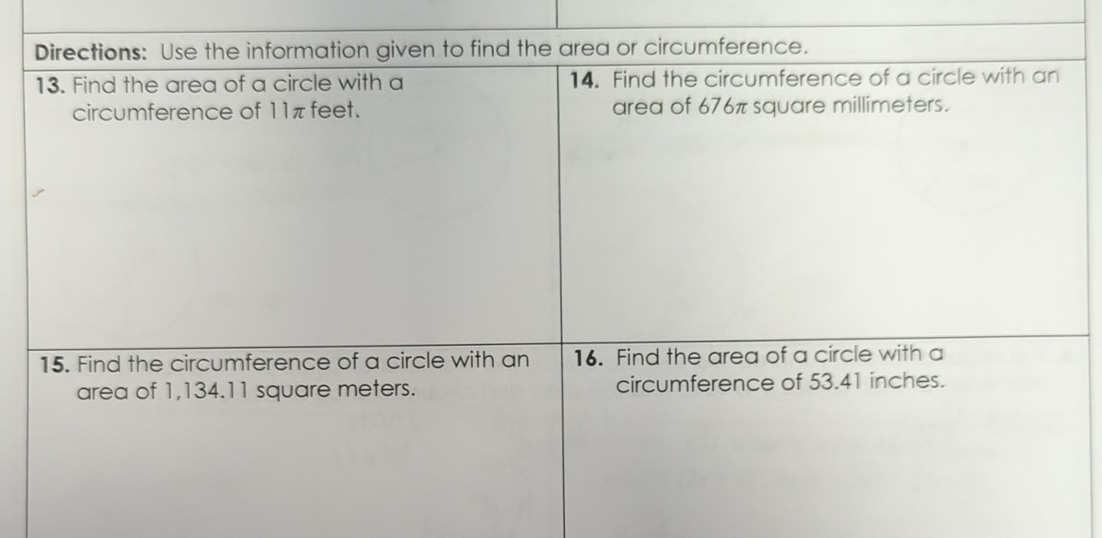 Solved Directions: Use the information given to find the | Chegg.com