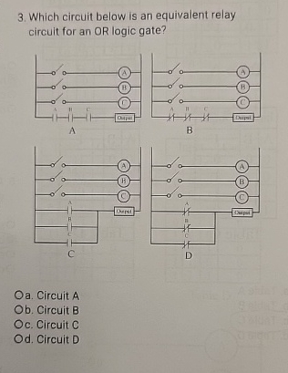 Solved Which circuit below is an equivalent relay circuit | Chegg.com