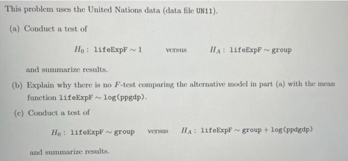 This problem uses the United Nations data (data file | Chegg.com