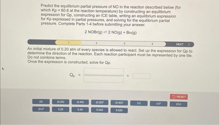 Solved Predict the equilibrium partial pressure of NO in the | Chegg.com