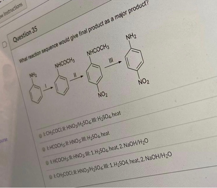 Solved w instructions Question 35 NH2 NHCOCHA What reaction | Chegg.com