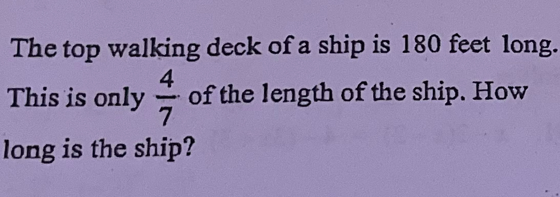 The top walking deck of a ship is 180 ﻿feet long. | Chegg.com