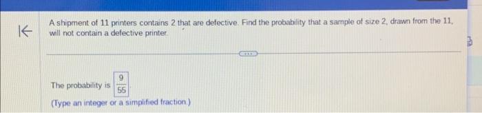 Solved A shipment of 11 printers contains 2 that are | Chegg.com