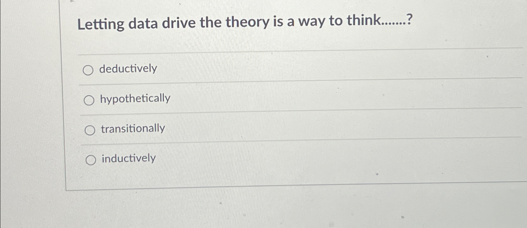 Solved Letting data drive the theory is a way to think. | Chegg.com