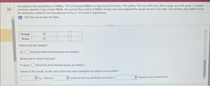 Solved According to the manulacturer of M8Ms, 13% of the | Chegg.com