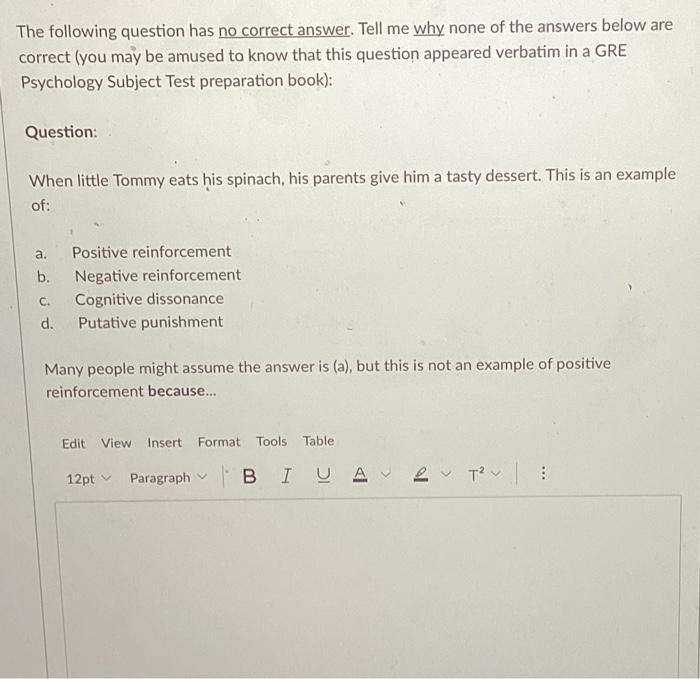 Solved The following question has no correct answer. Tell me | Chegg.com