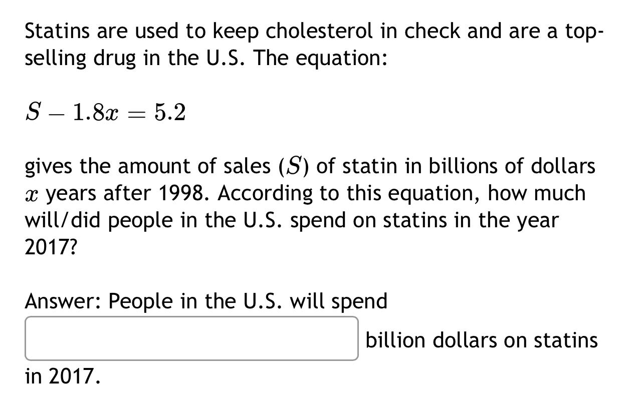 Solved Statins are used to keep cholesterol in check and are | Chegg.com