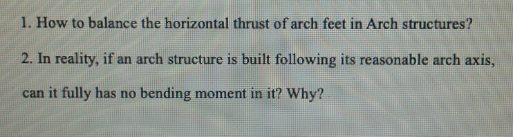 Solved 1. How to balance the horizontal thrust of arch feet | Chegg.com