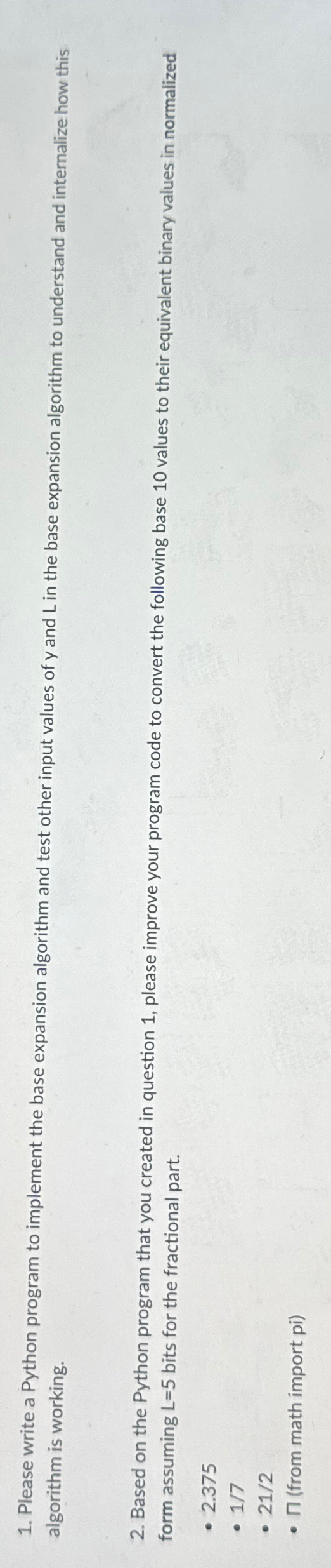 Solved Please write a Python program to implement the base | Chegg.com