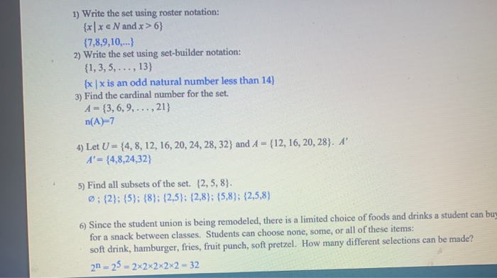 Solved 1) Write the set using roster notation: {x|x N and x | Chegg.com