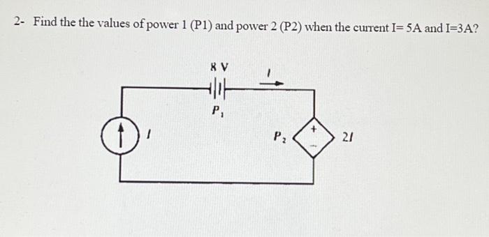 Solved 2- Find the the values of power 1(P1) and power 2(P2) | Chegg.com