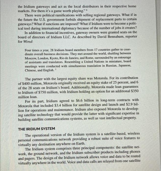 Solved The Rise, Fall, and Resurrection of Iridium: A | Chegg.com