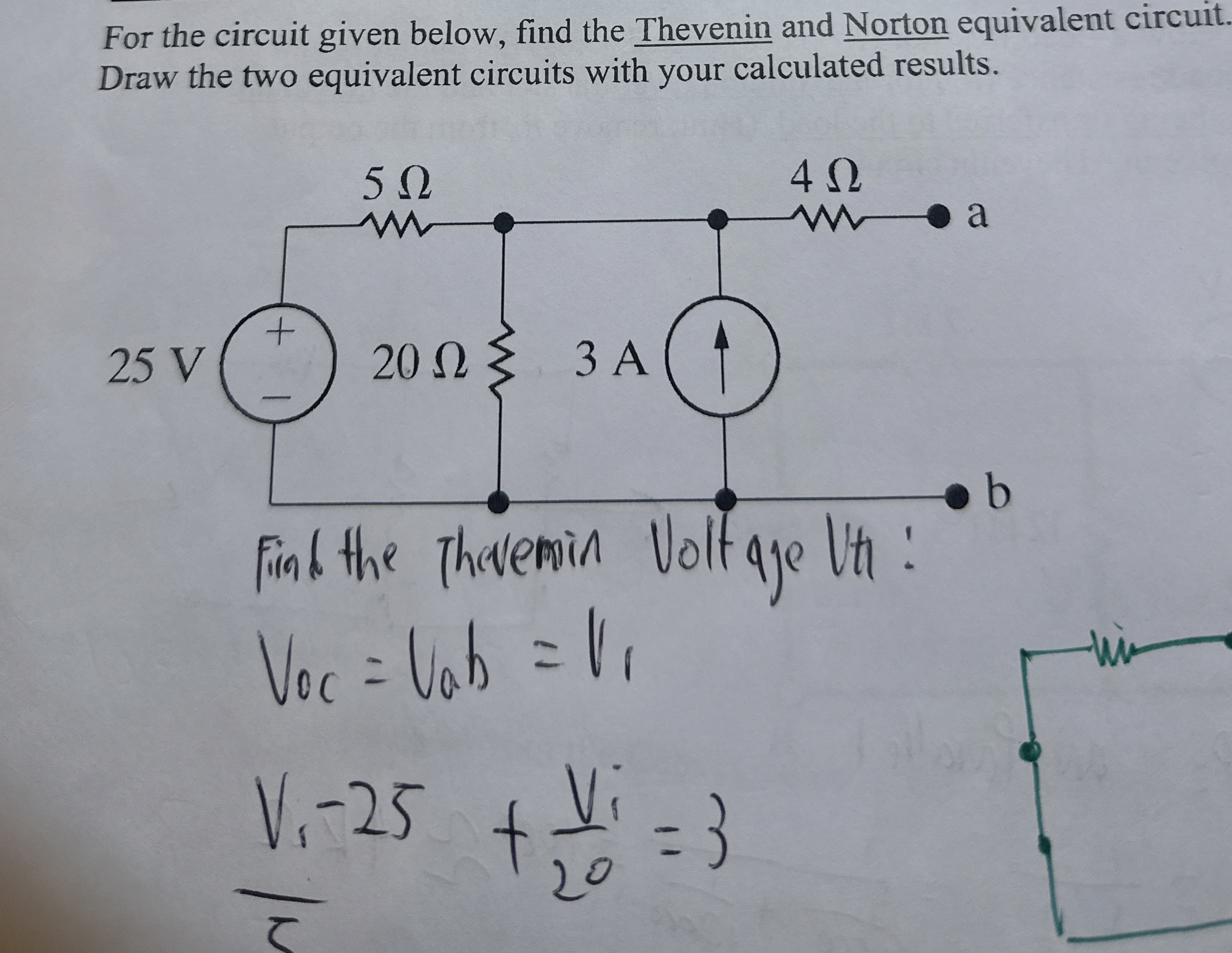 Solved For the circuit given below, find the Thevenin and | Chegg.com
