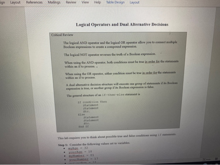Solved This lab requires you to think about possible true | Chegg.com