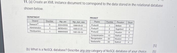 Solved 11. (a) Create an XML instance document to correspond | Chegg.com