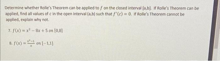 Solved Determine whether Rolle's Theorem can be applied to f | Chegg.com