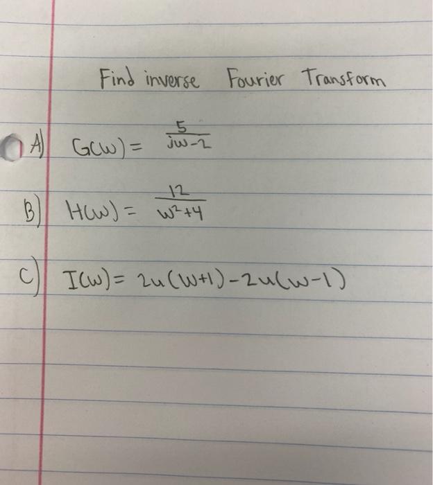 Solved Find inverse Fourier Transform | Chegg.com