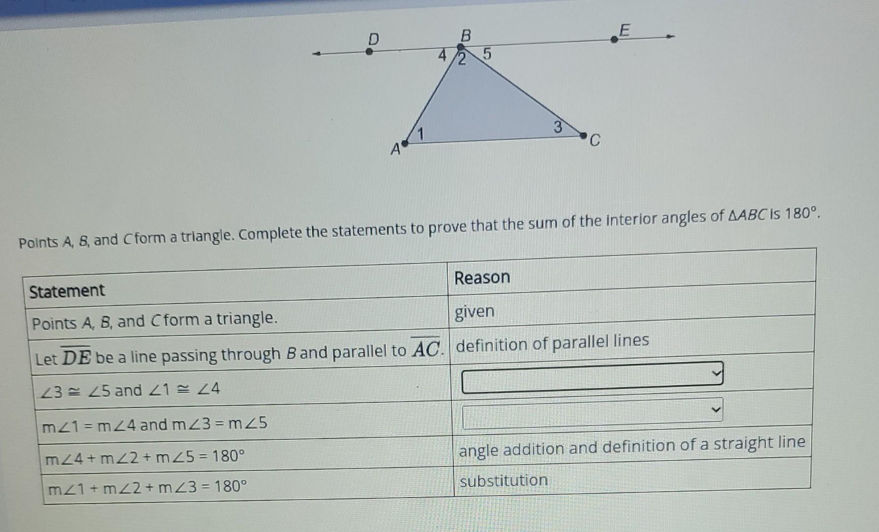 Solved Points A,B, and C form a triangle. Complete the | Chegg.com