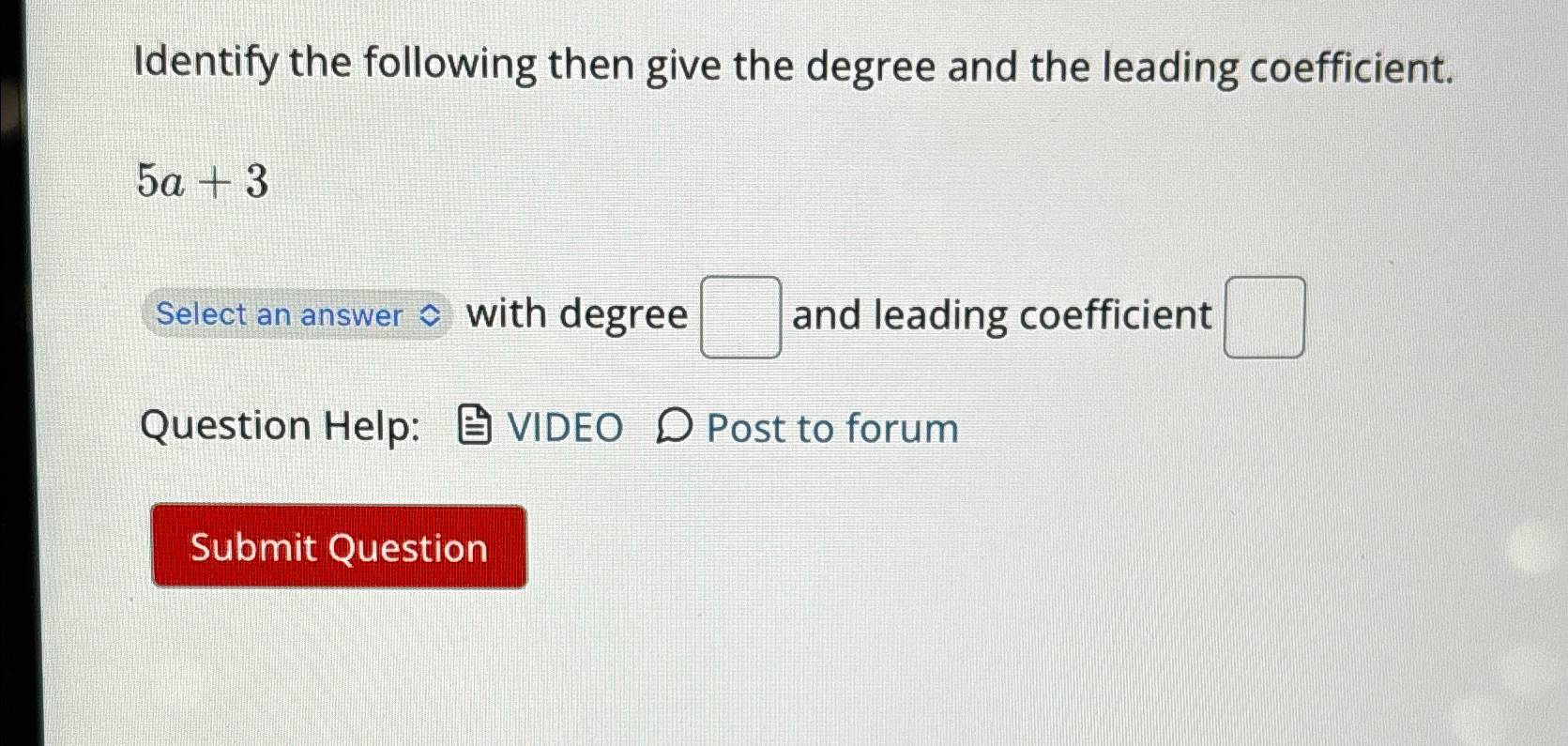 Solved Identify the following then give the degree and the | Chegg.com