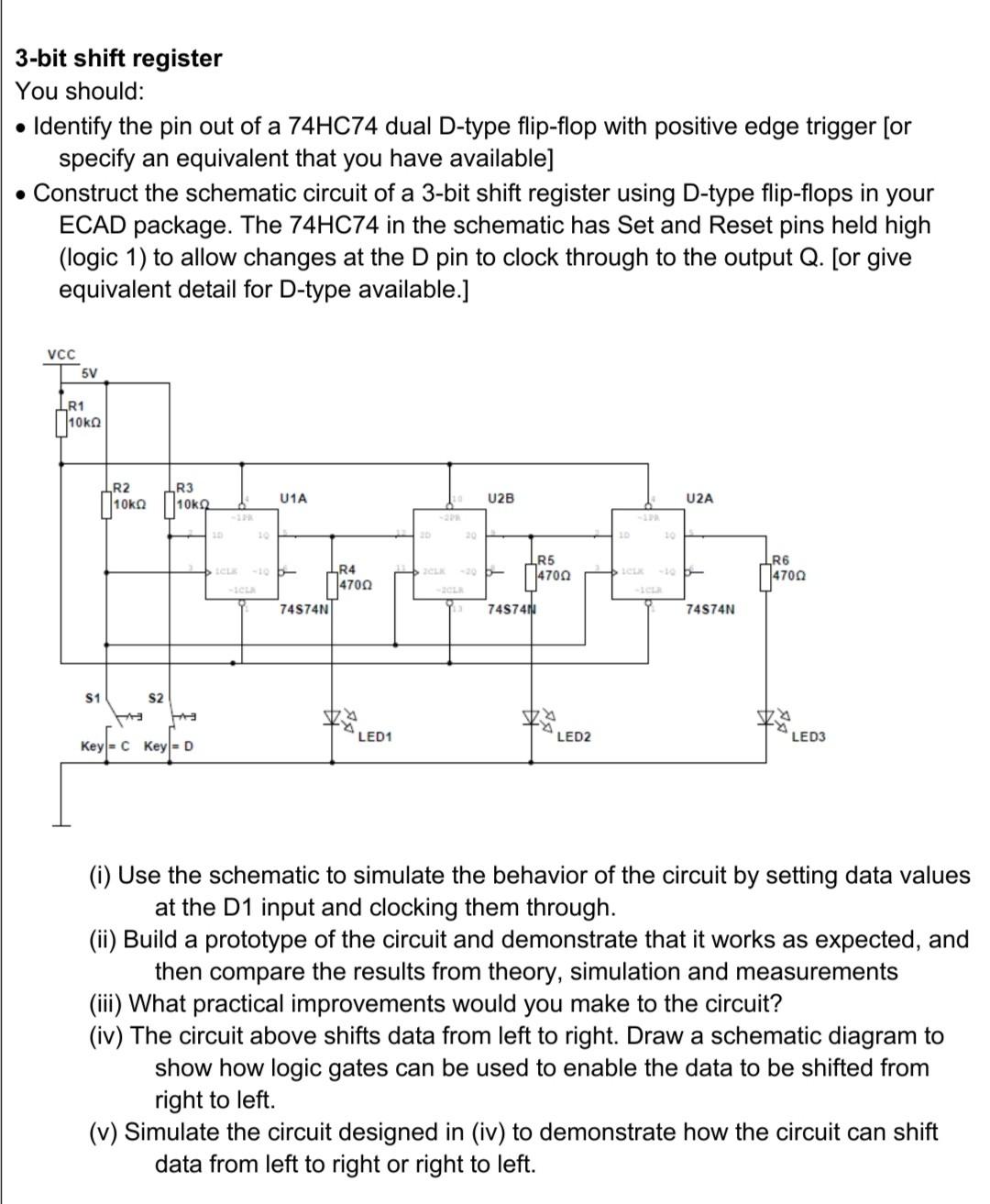 3-bit shift register You should: • Identify the pin | Chegg.com