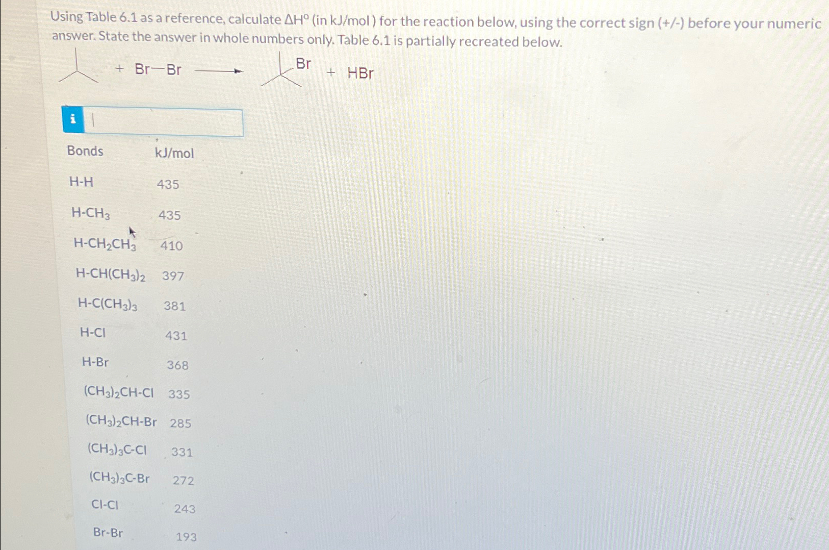 Solved Using Table 6.1 ﻿as a reference, calculate ΔH° (in | Chegg.com