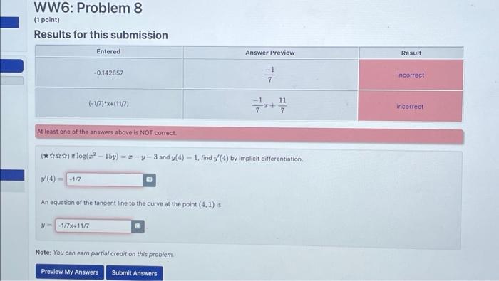 Solved WW6: Problem 8 (1 point) Results for this submission | Chegg.com