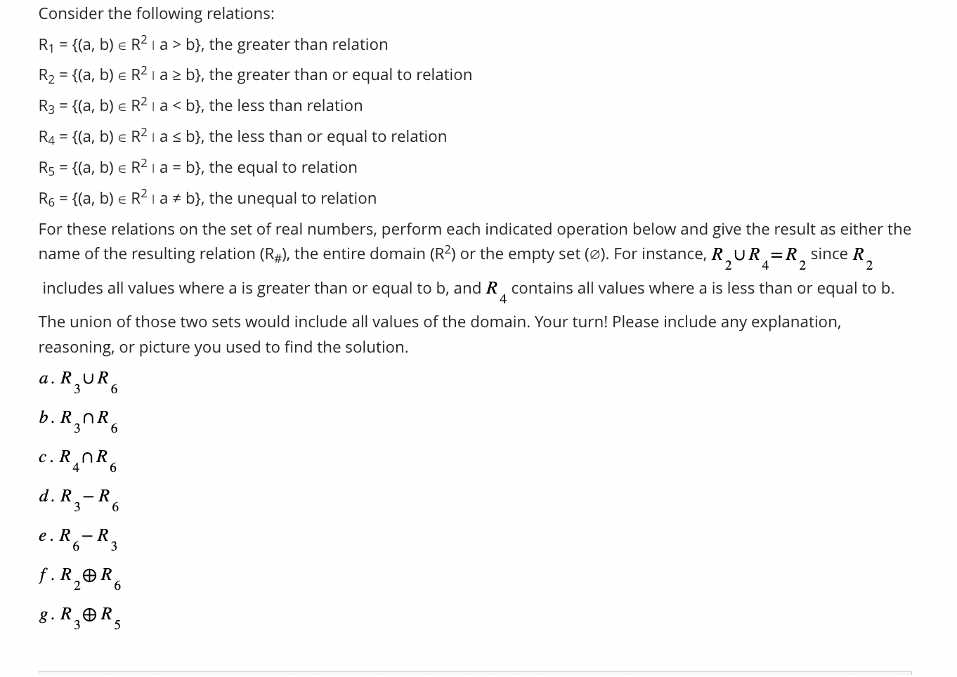 Solved Consider the following relations:R1={(a,b)inR2|a>b}, | Chegg.com