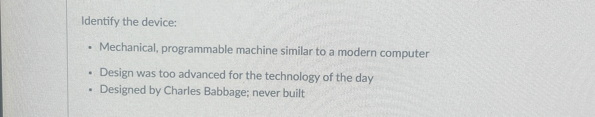 Solved Identify the device:Mechanical, programmable machine | Chegg.com