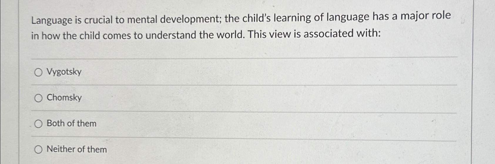 Solved Language is crucial to mental development; the | Chegg.com