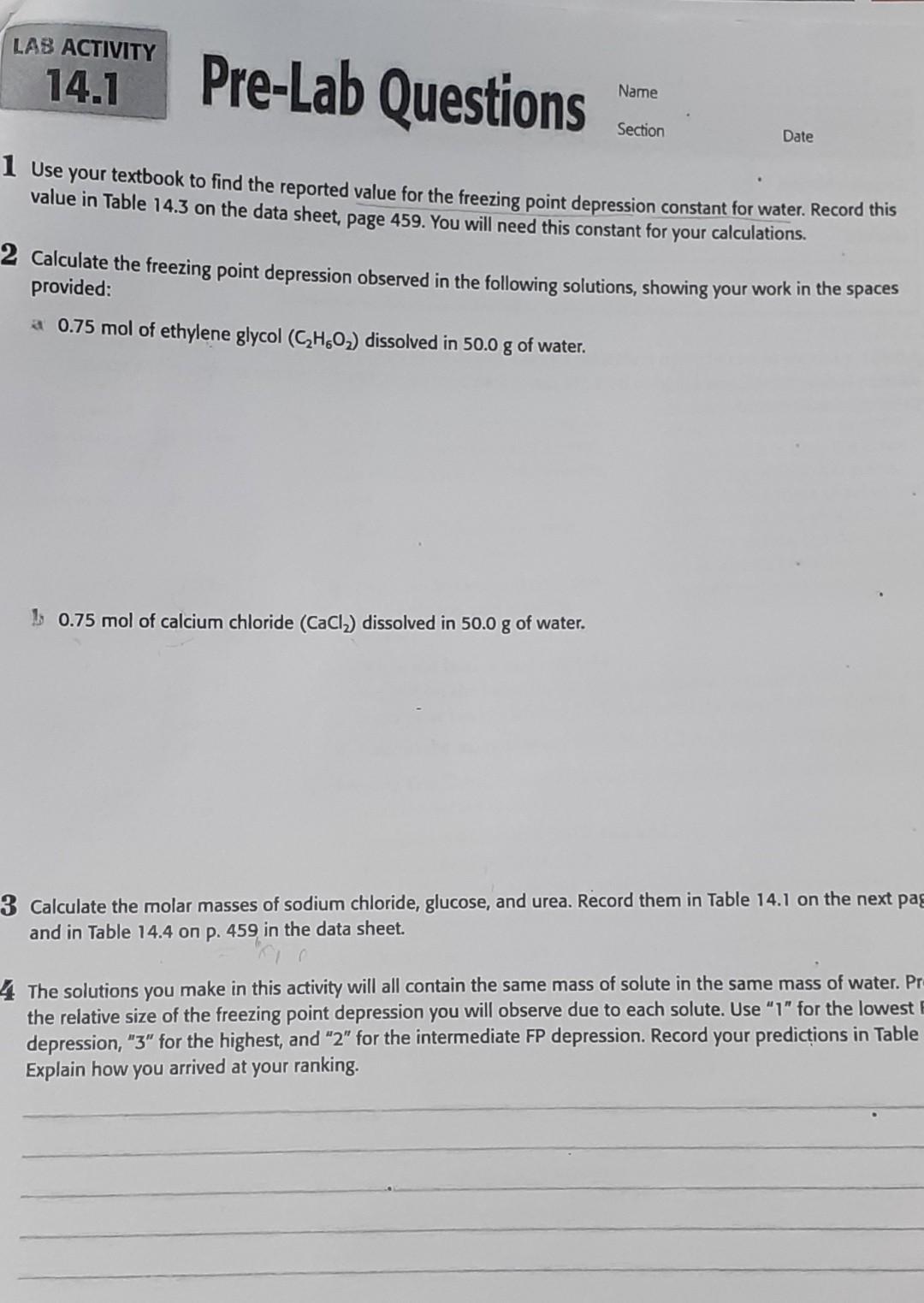 Solved LAB ACTIVITY 14.1 Pre-Lab Questions Name Section Date | Chegg.com