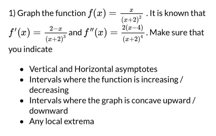 Solved 1) Graph the function f(x)=(x+2)2x. It is known that | Chegg.com