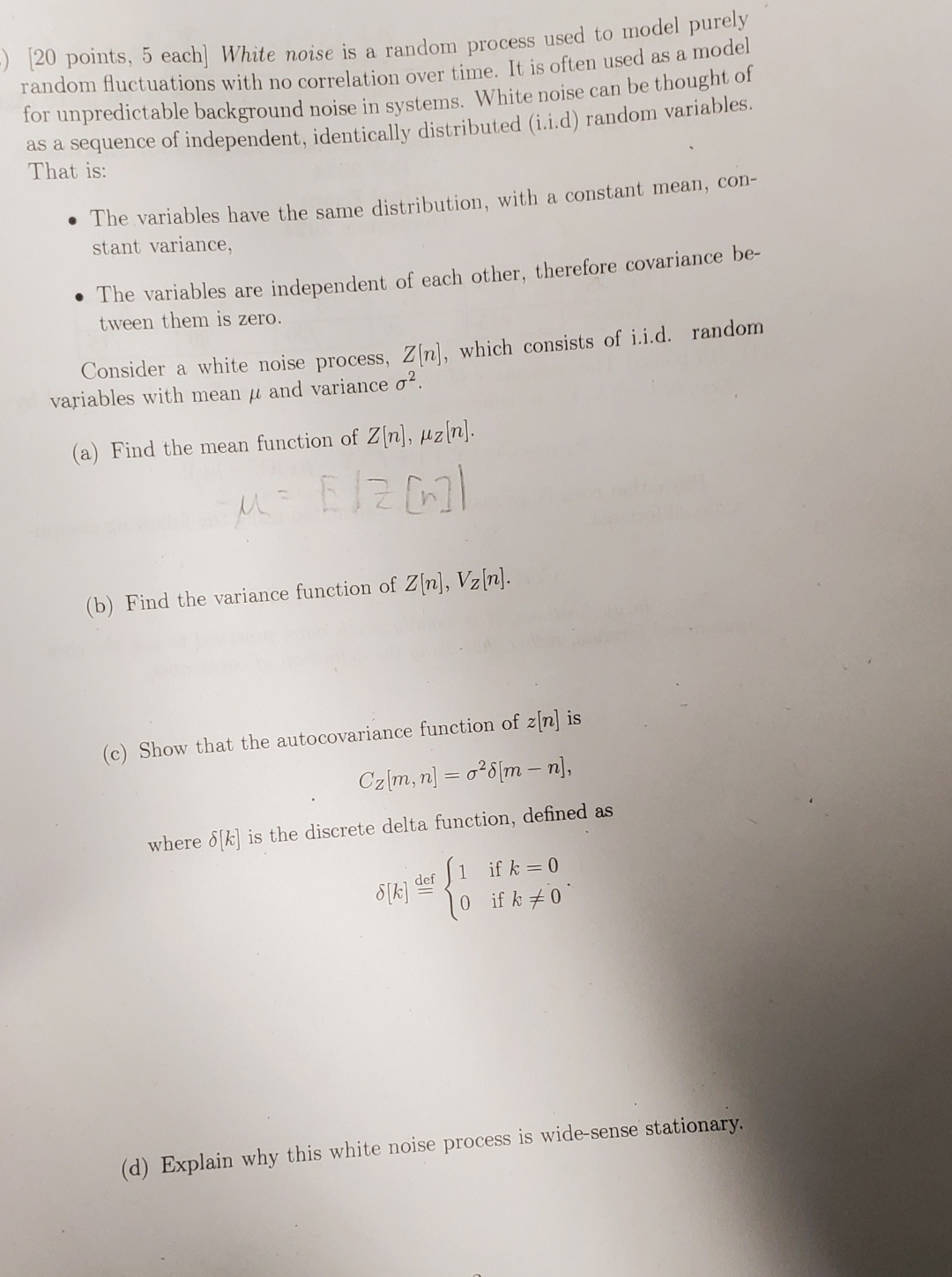 Solved How to solve White noise is a random process used to | Chegg.com