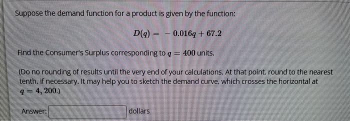 Solved Suppose the demand function for a product is given by | Chegg.com