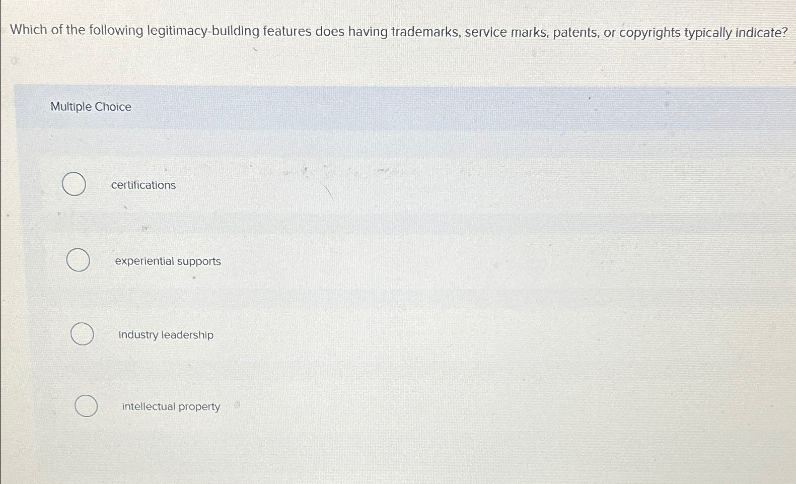 Solved Which of the following legitimacy-building features | Chegg.com